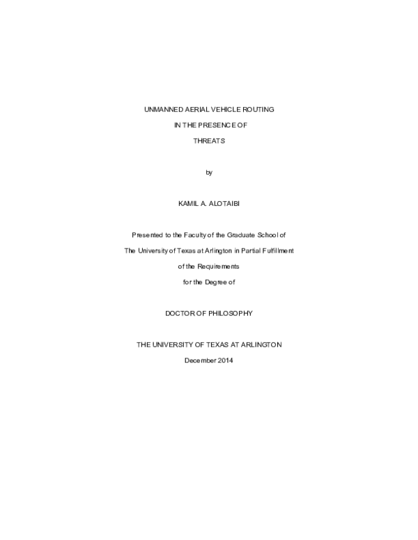 (PDF) Unmanned aerial vehicle routing in the presence of threats | Jay ...