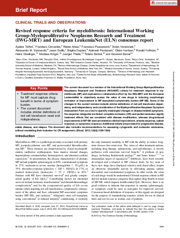 (PDF) Revised response criteria for myelofibrosis: International ...