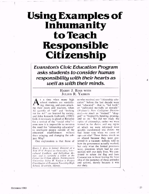 (PDF) Using Examples of Inhumanity to Teach Responsible Citizenship