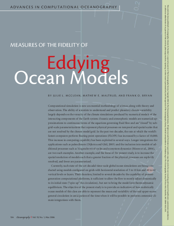 (PDF) Measures of the Fidelity of Eddying Ocean Models