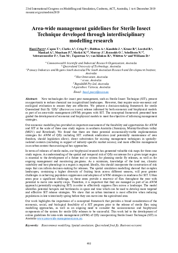 (PDF) Area-wide management guidelines for Sterile Insect Technique developed through ...