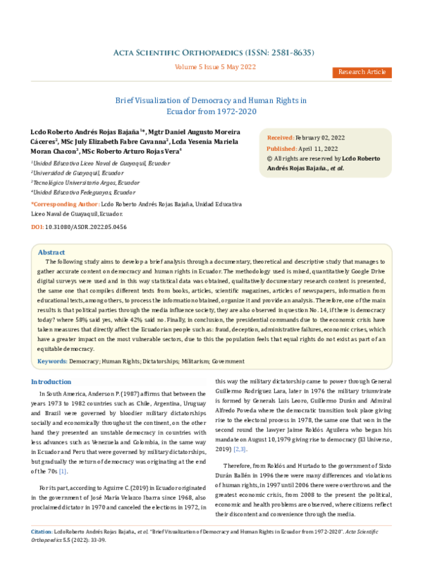 (PDF) Brief Visualization of Democracy and Human Rights in Ecuador from ...