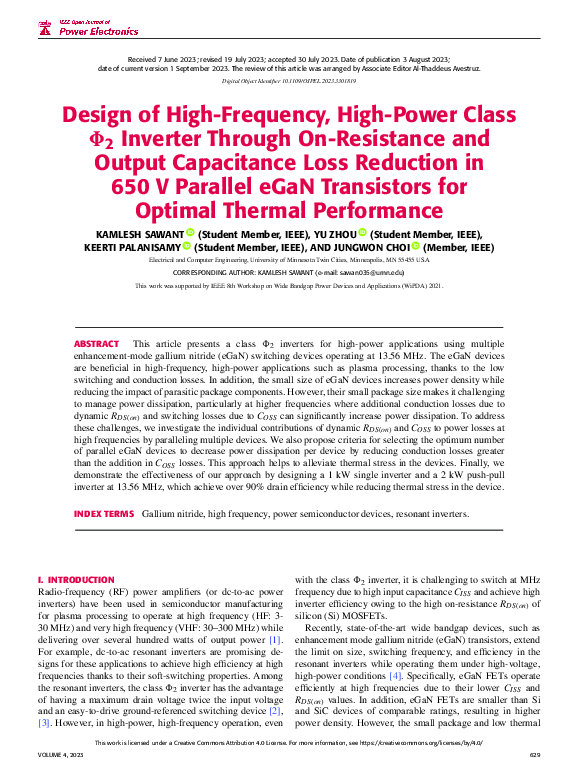 (PDF) Design of High-Frequency, High-Power Class $\Phi _{2}$ Inverter ...