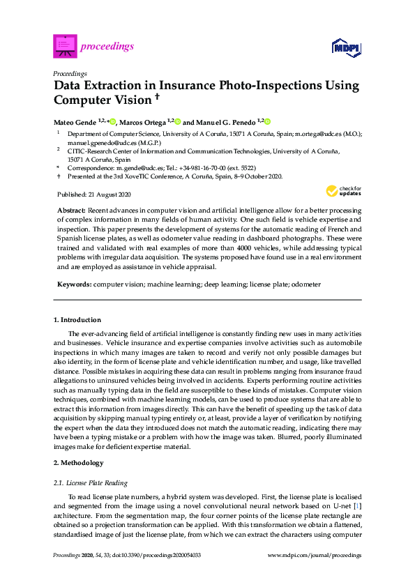(PDF) Data Extraction in Insurance Photo-Inspections Using Computer Vision