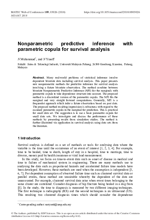 Pdf Nonparametric Predictive Inference With Parametric Copula For