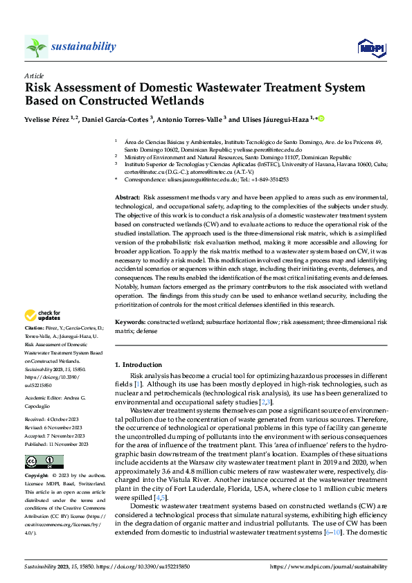 (PDF) Risk Assessment of Domestic Wastewater Treatment System Based on ...