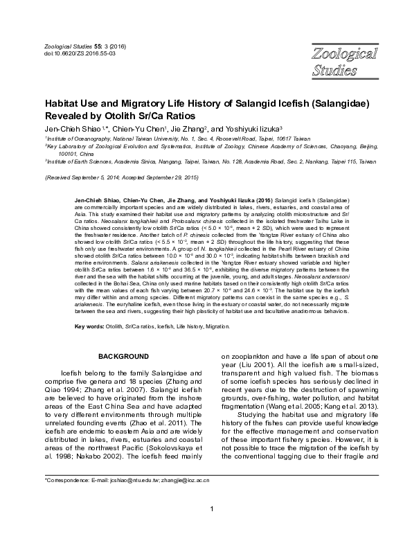 (PDF) Habitat Use and Migratory Life History of Salangid Icefish ...