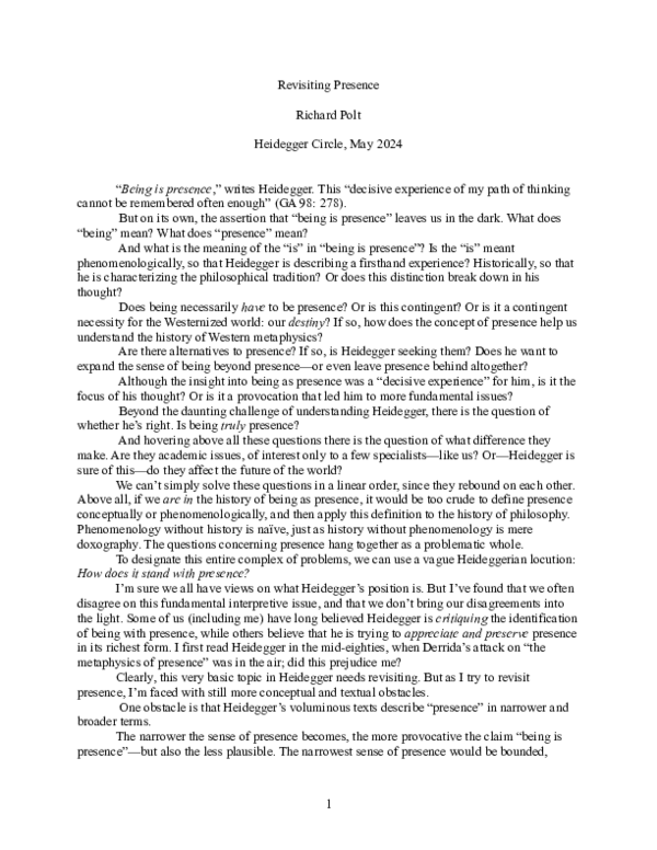 (PDF) Revisiting Presence