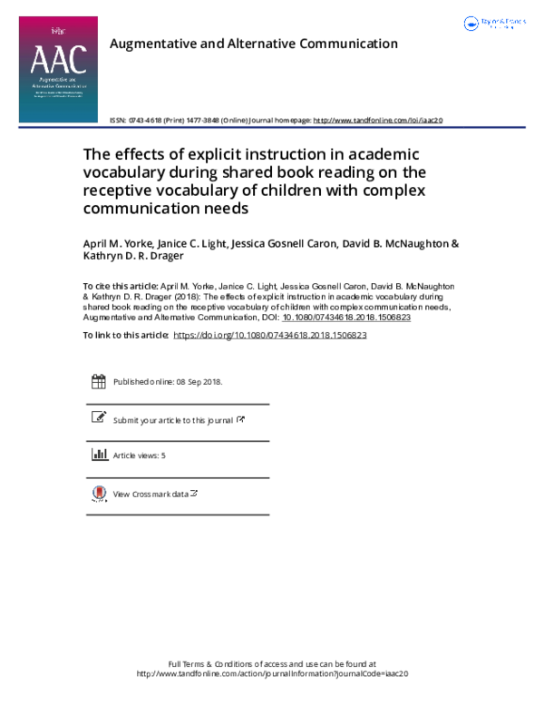 (PDF) The effects of explicit instruction in academic vocabulary during ...