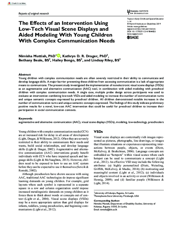 (PDF) The Effects of an Intervention Using Low-Tech Visual Scene ...
