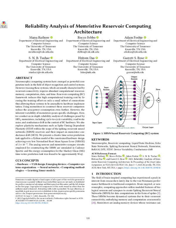 (PDF) Reliability Analysis of Memristive Reservoir Computing Architecture