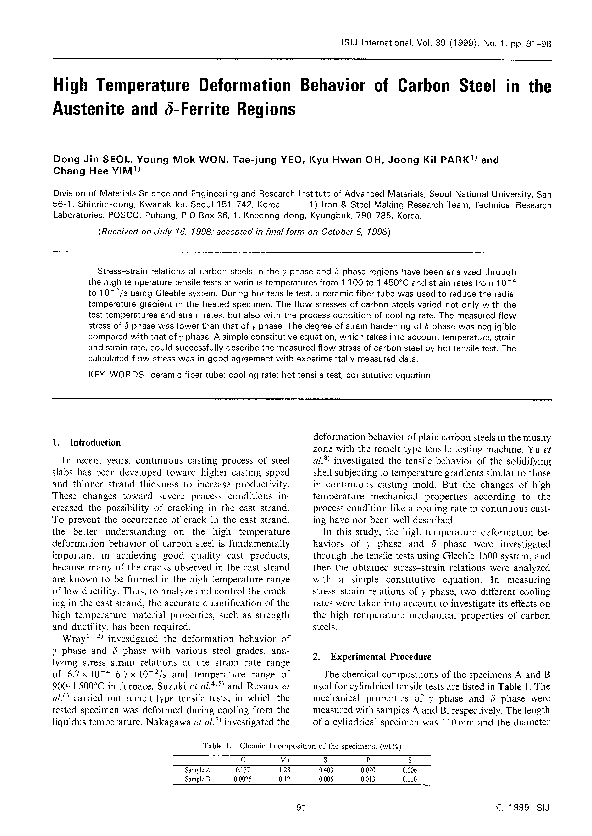 (PDF) High Temperature Deformation Behavior of Carbon Steel in the ...