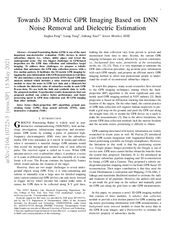 (PDF) Towards 3D Metric GPR Imaging Based on DNN Noise Removal and Dielectric Estimation