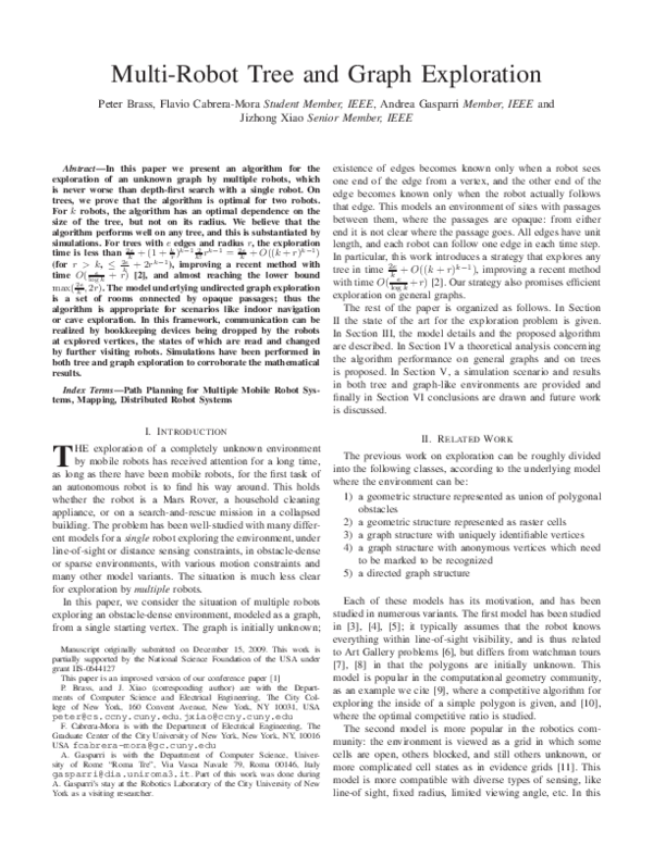 (PDF) Multirobot Tree and Graph Exploration | Jizhong Xiao - Academia.edu