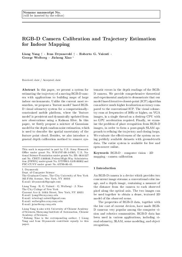 (PDF) RGB-D camera calibration and trajectory estimation for indoor mapping
