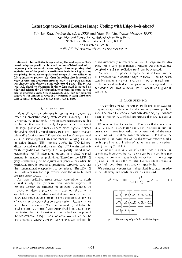 (PDF) Least squares-based lossless image coding with edge-look-ahead