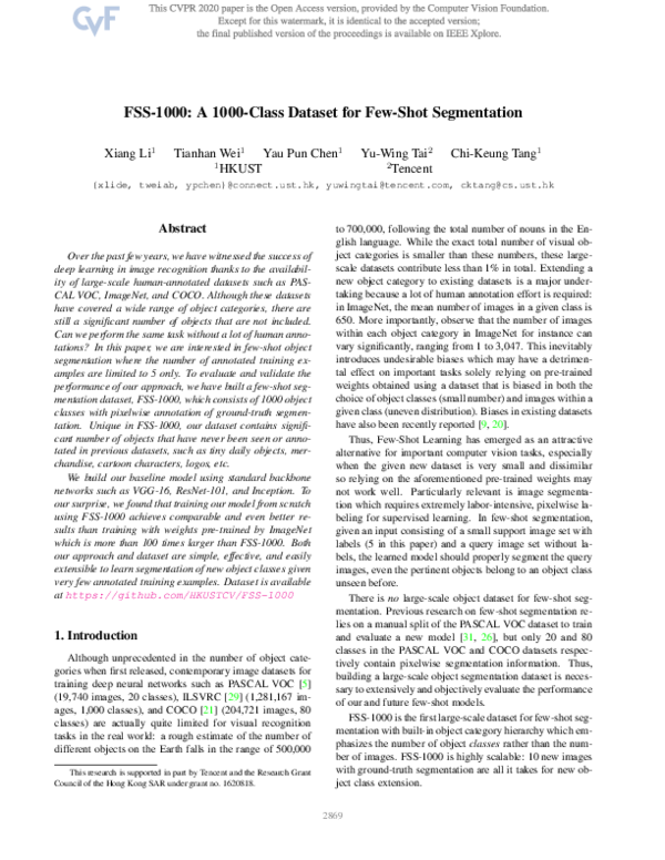 (PDF) FSS-1000: A 1000-Class Dataset for Few-Shot Segmentation