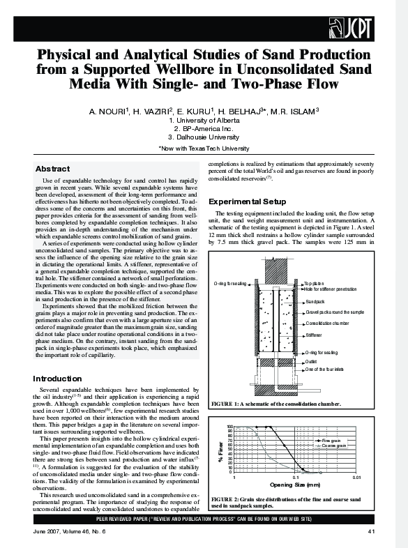 (PDF) Physical and Analytical Studies of Sand Production from a ...