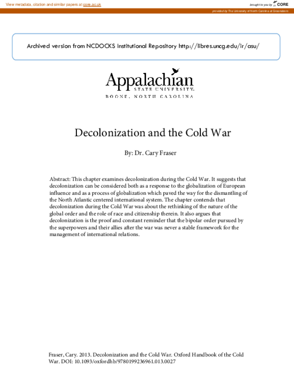(PDF) Decolonization and the Cold War