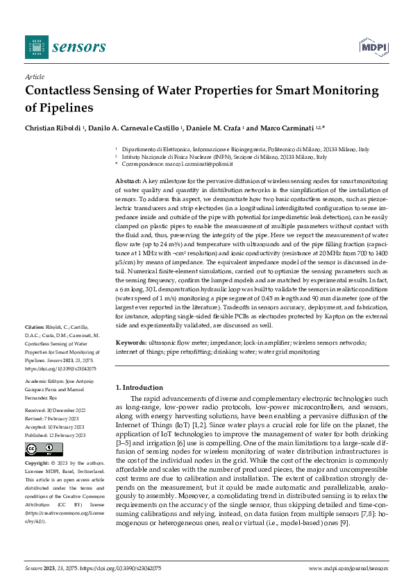 (PDF) Contactless Sensing of Water Properties for Smart Monitoring of ...