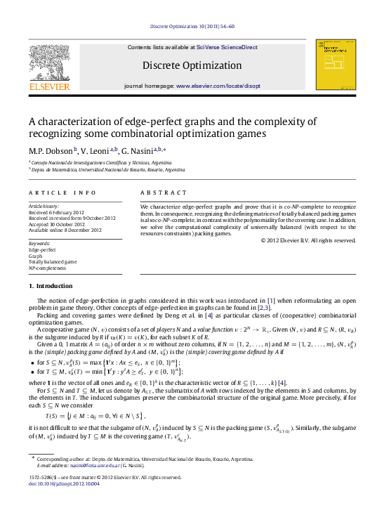 (PDF) A characterization of edge-perfect graphs and the complexity of recognizing some ...