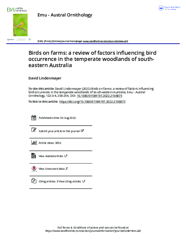 (PDF) Birds on farms a review of factors influencing bird occurrence in ...