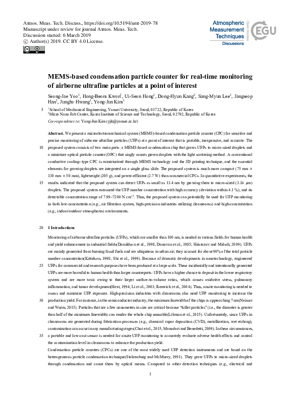 (PDF) MEMS-based condensation particle counter for real-time monitoring ...
