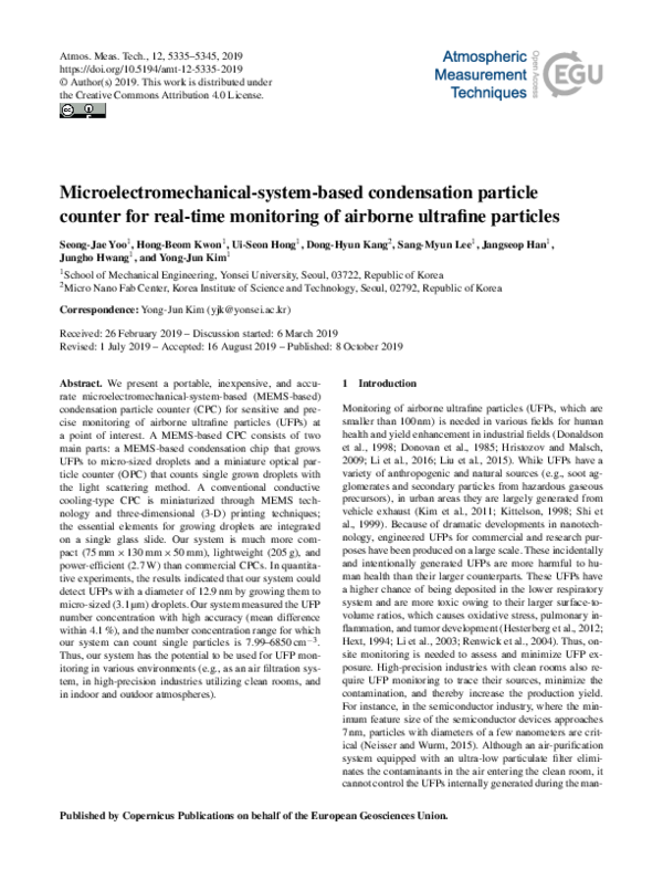 (PDF) Microelectromechanical-system-based condensation particle counter for real-time monitoring ...