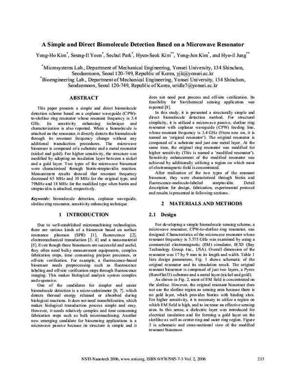 (PDF) A Simple and Direct Biomolecule Detection Based on a Microwave ...