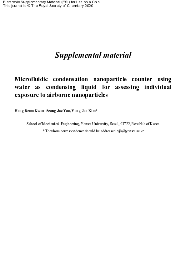 (PDF) Microfluidic condensation nanoparticle counter using water as the ...