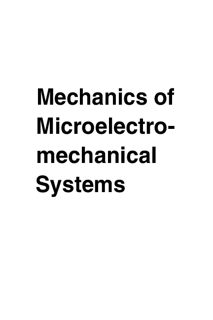 (PDF) Mechanics of Microelectromechanical Systems
