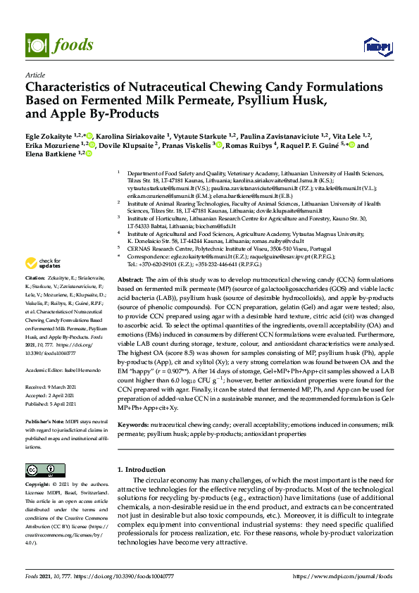 (PDF) Characteristics of Nutraceutical Chewing Candy Formulations Based ...