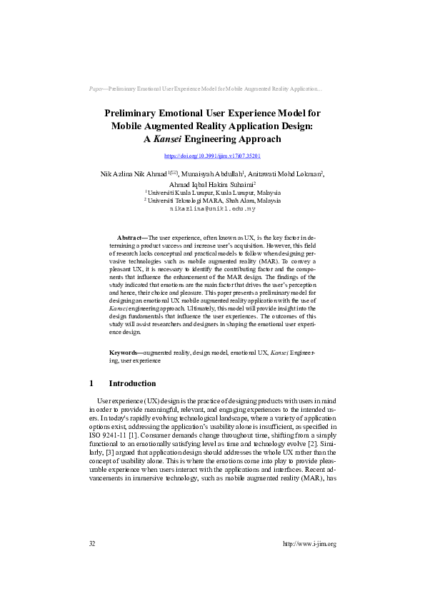 (PDF) Preliminary Emotional User Experience Model for Mobile Augmented Reality Application ...
