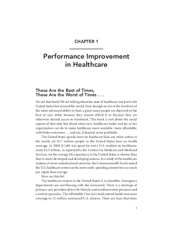 (PDF) Performance Improvement in Healthcare