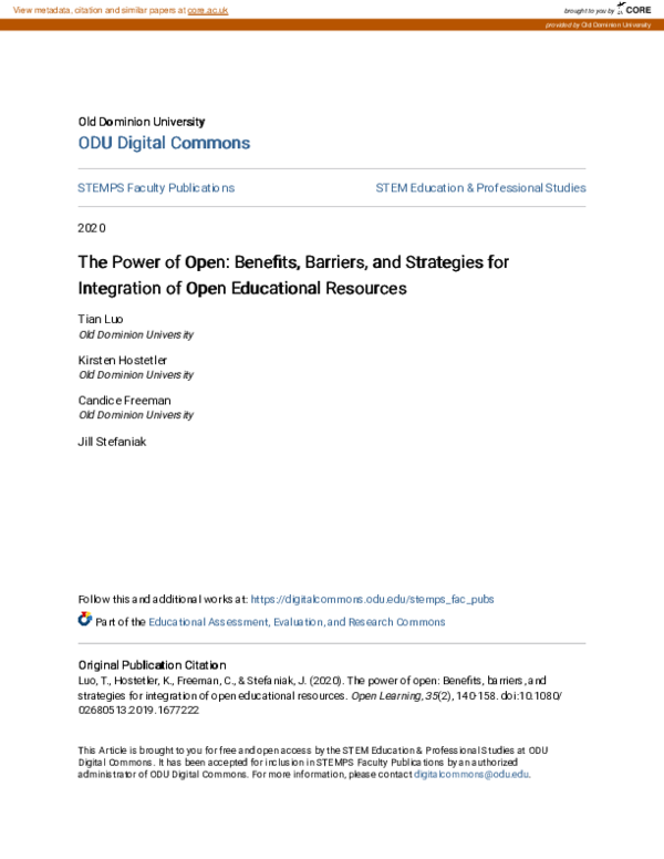 (PDF) The power of open: benefits, barriers, and strategies for ...