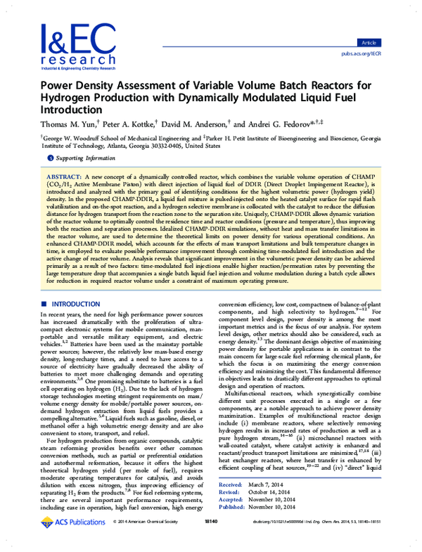 (PDF) Power Density Assessment of Variable Volume Batch Reactors for Hydrogen Production with ...