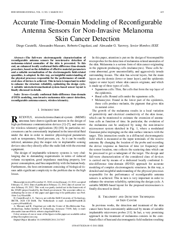 (PDF) Accurate Time-Domain Modeling of Reconfigurable Antenna Sensors for Non-Invasive Melanoma ...