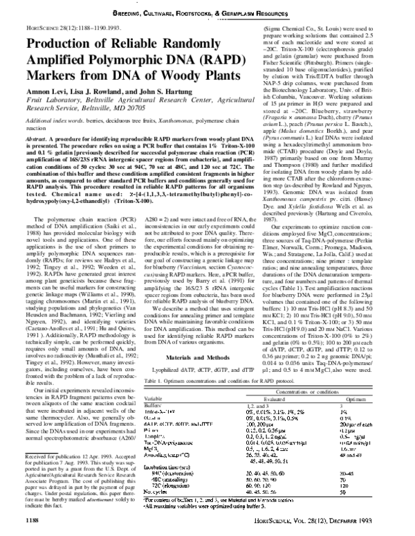 (PDF) Production of Reliable Randomly Amplified Polymorphic DNA (RAPD ...