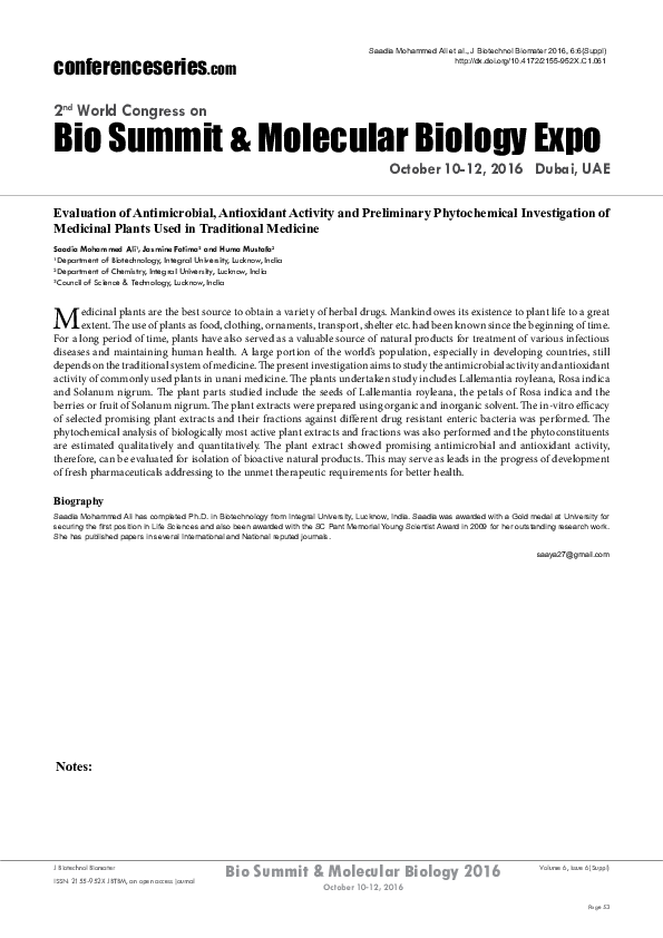 (PDF) Evaluation of Antimicrobial, Antioxidant Activity and Preliminary Phytochemical ...