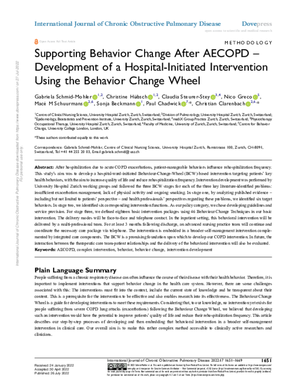 (PDF) Supporting Behavior Change After AECOPD – Development of a ...