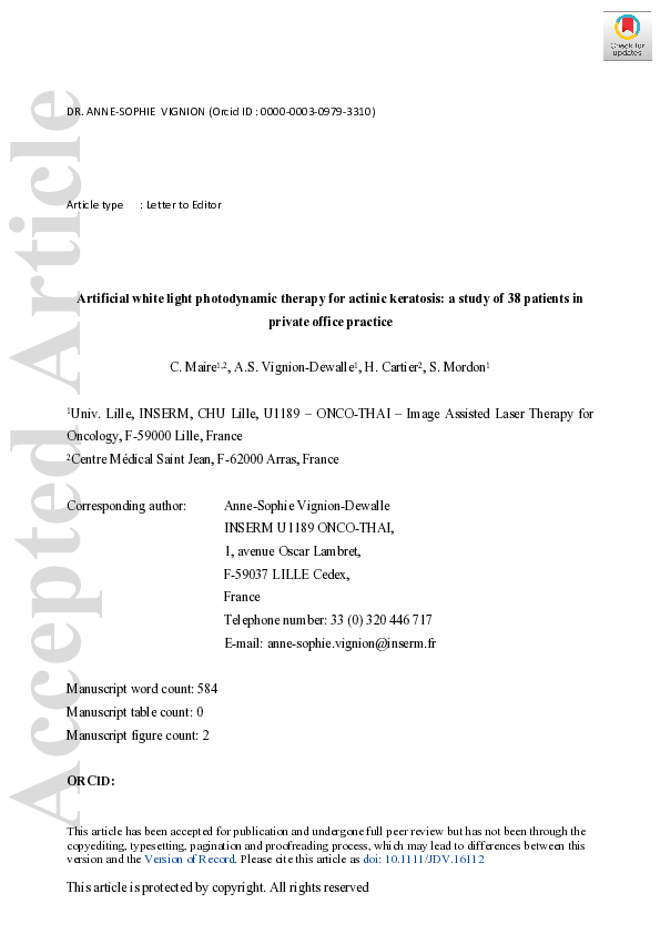 (PDF) Artificial white light photodynamic therapy for actinic keratosis ...
