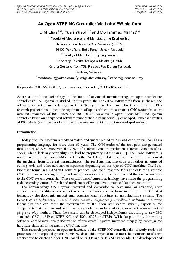 (PDF) An Open STEP-NC Controller via LabVIEW Platform