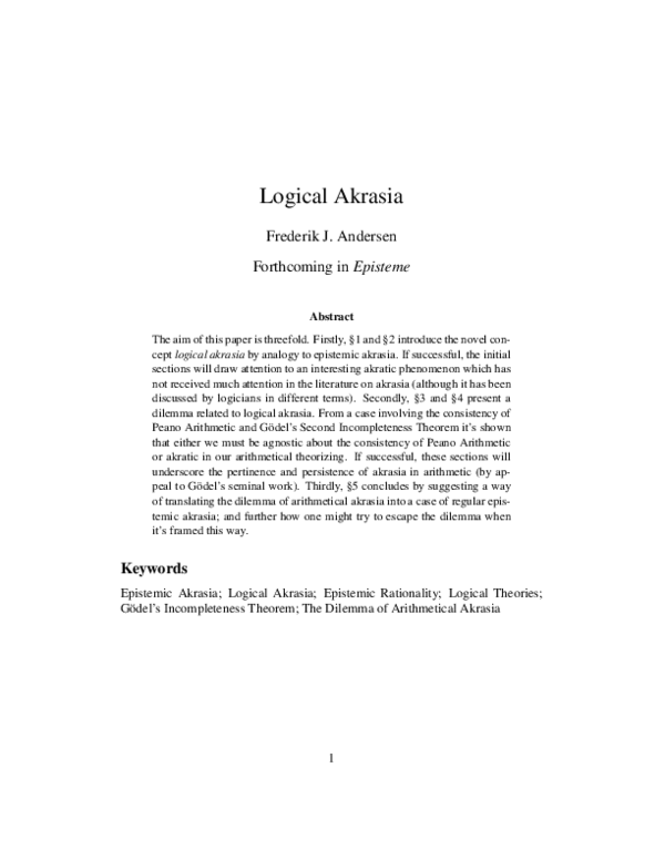(PDF) Logical Akrasia