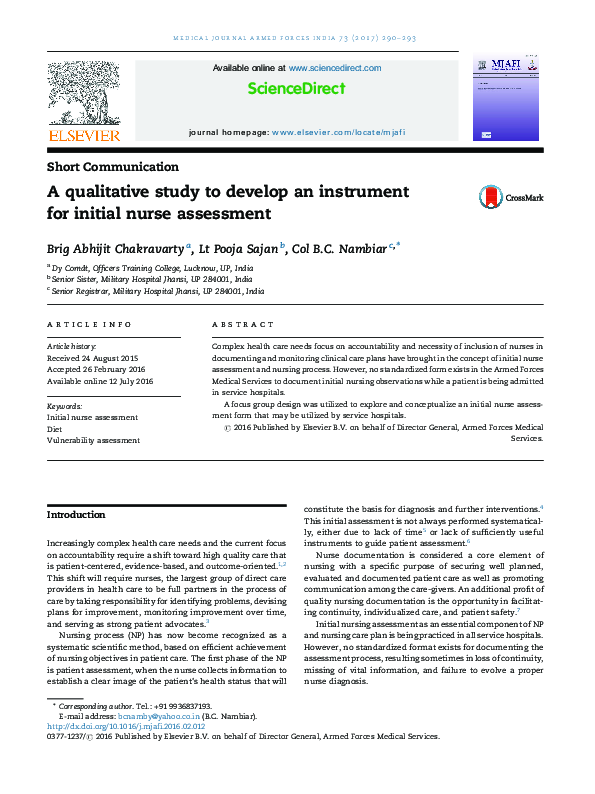 (PDF) A qualitative study to develop an instrument for initial nurse ...