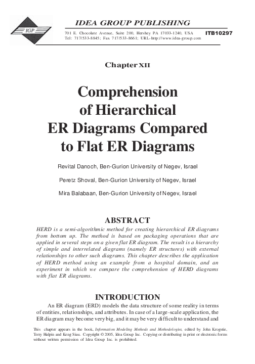 Pdf Comprehension Of Hierarchical Er Diagrams Compared To Flat Er Diagrams