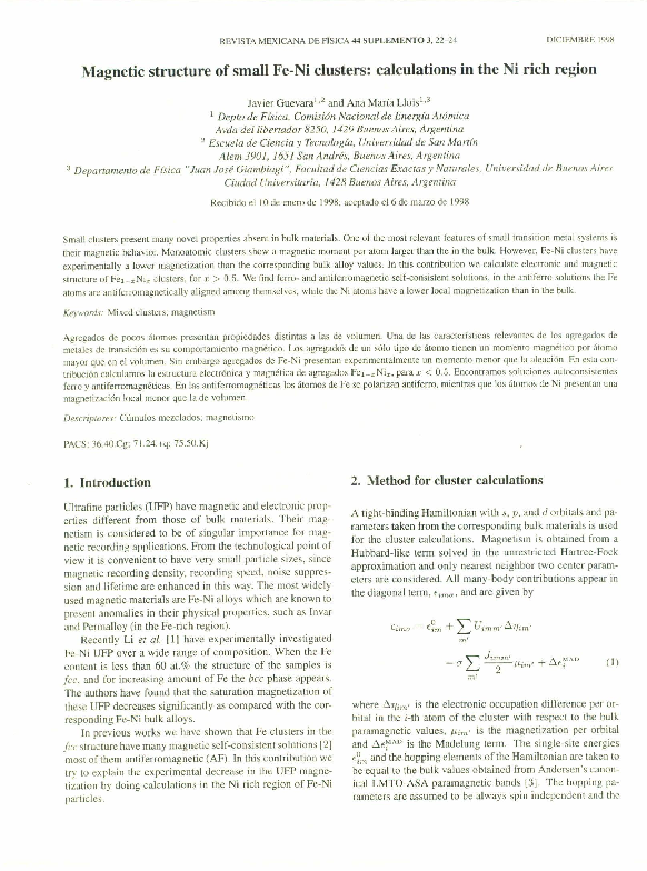 (PDF) Magnetic structure of small Fe-Ni clusters: calculations in the ...