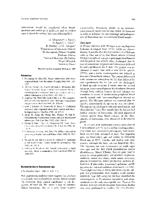 (PDF) Bacteremia due to Roseomonas spp