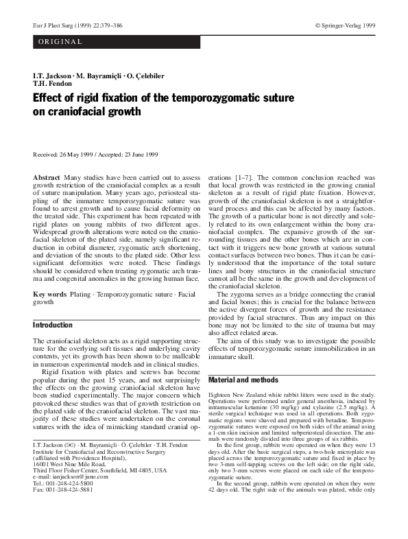 (PDF) Effect of rigid fixation of the temporozygomatic suture on ...