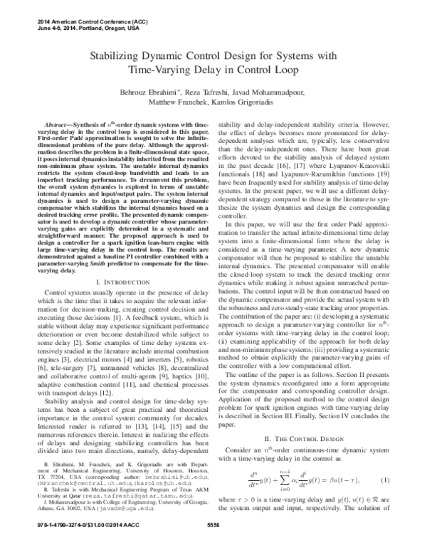 (PDF) Stabilizing dynamic control design for systems with time-varying ...