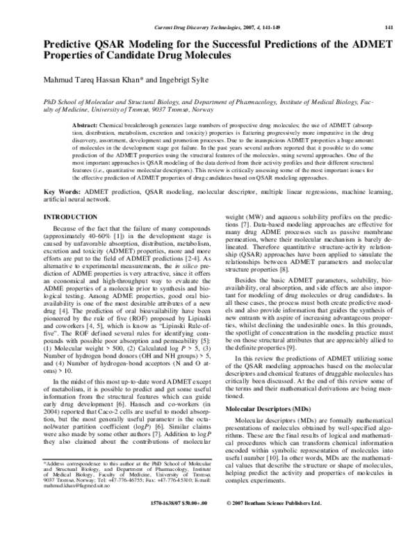 (PDF) Predictive QSAR Modeling for the Successful Predictions of the ...